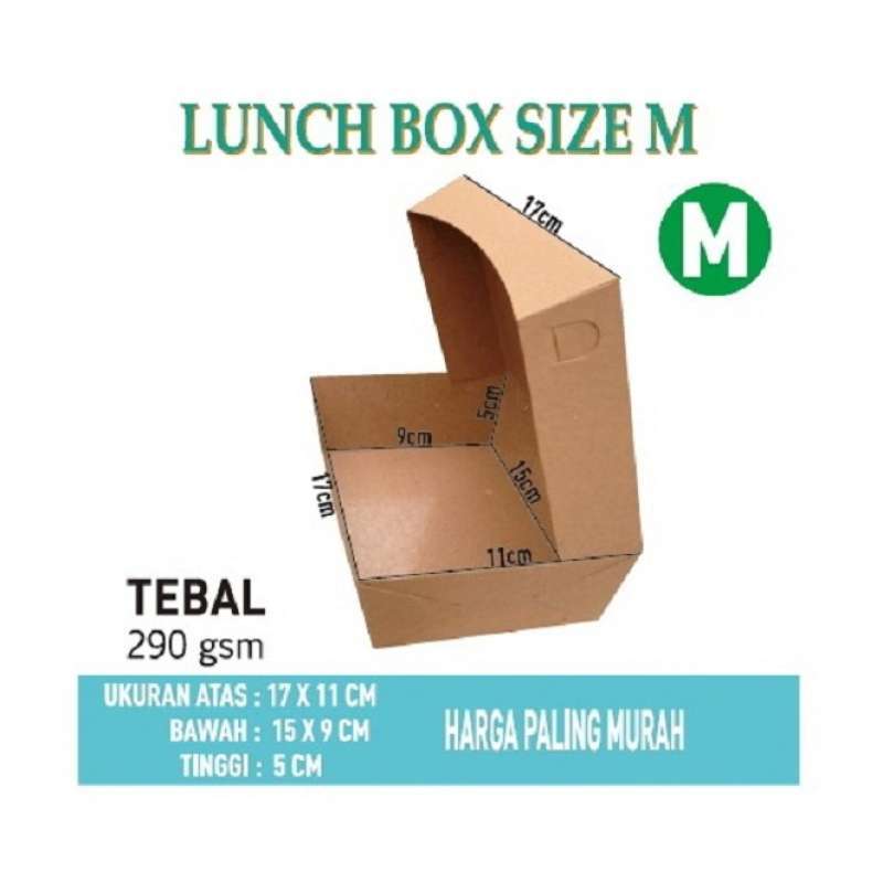 Jual Lunch Box Paper Kraft SIZE M Paket 25 Pcs Dus Makanan Take Away ...