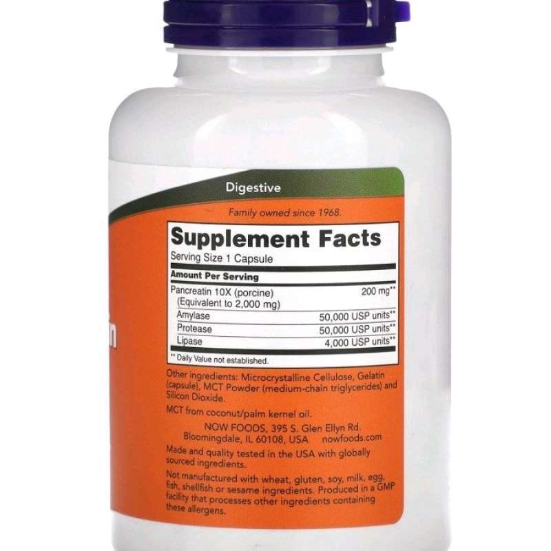 Jual Now Foods Pancreatin 2000 Mg 2000mg Digestive Pancreas Enzymes ...