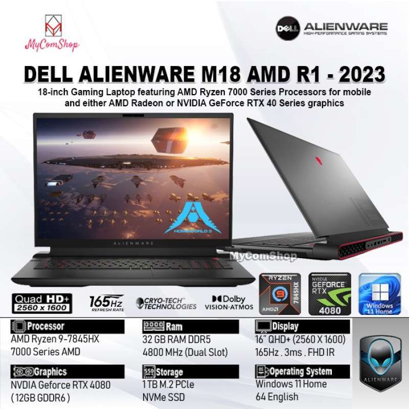 Jual Dell Alienware M18 R1 Ryzen 9-7845hx 32gb 1tb Ssd Rtx 4080 12gb ...
