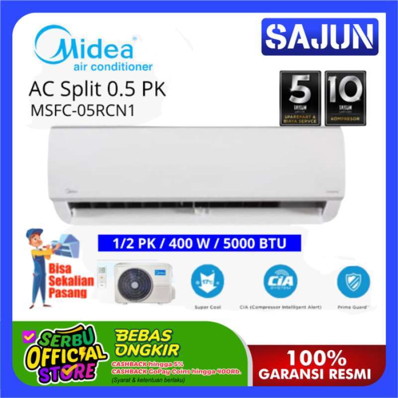 Promo Midea Ac Split Msfc 05 R32 1/2 Pk Msfc-05Crn1 0.5 Pk Diskon 2% di ...