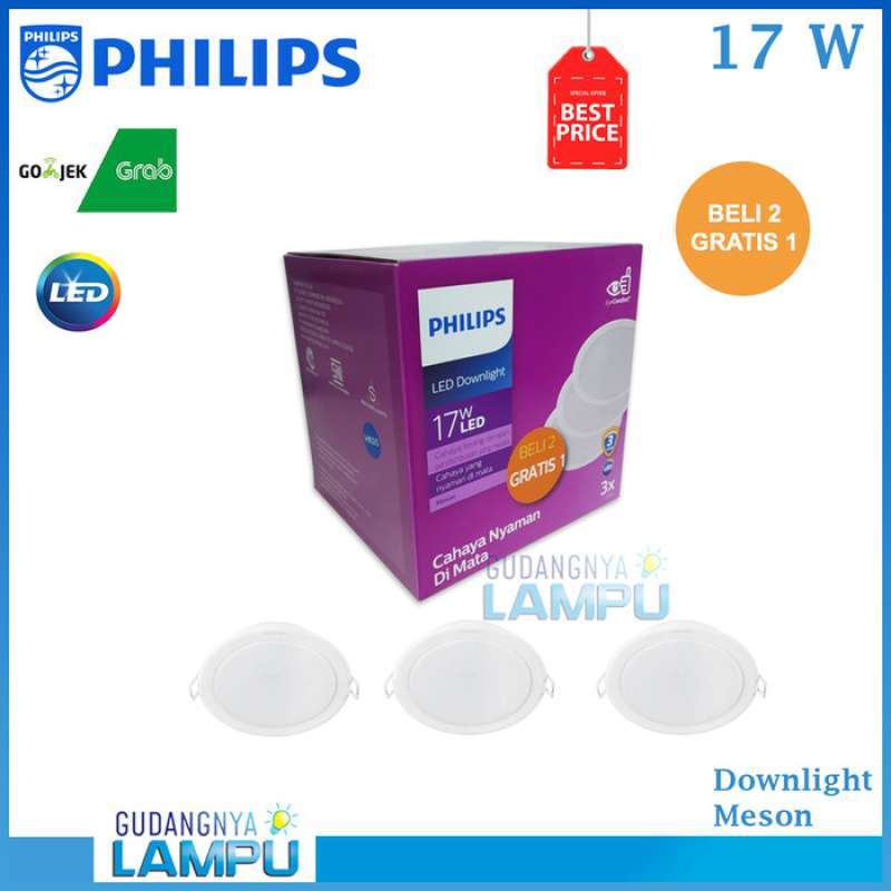Promo Philips Led Downlight Multipack Meson 17 Watt Putih 6500K 17W 17W ...
