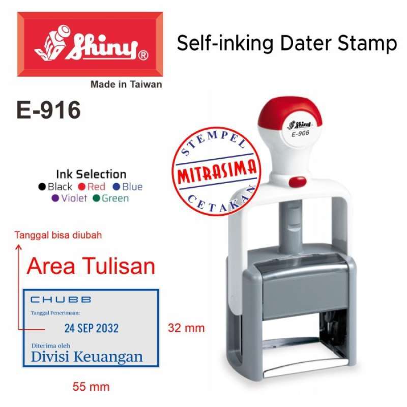 Jual Stempel Shiny E-916 ( Shiny Essential persegi dengan tanggal E916 ...