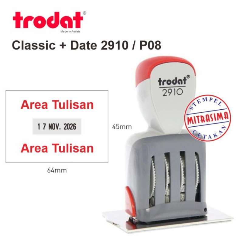 Jual Stempel Trodat 2910-P08 ( Tulisan + tanggal model klasik persegi ) - Bodinya Saja di Seller ...