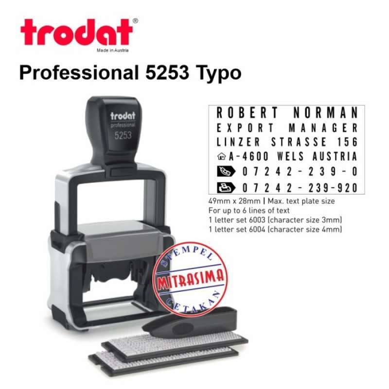 Jual Stempel Trodat 5253 - Stempel Professional Typo bentuk persegi di Seller Mitrasima Stempel ...