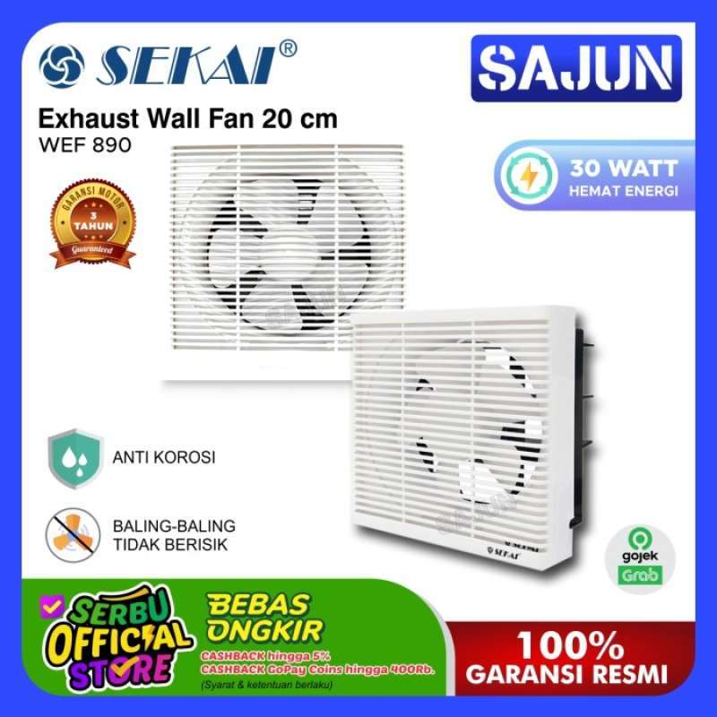 Jual Sekai Wall Exhaust Fan Wef890 Exhaust Tipe Dinding 20 Cm Wef-890 ...