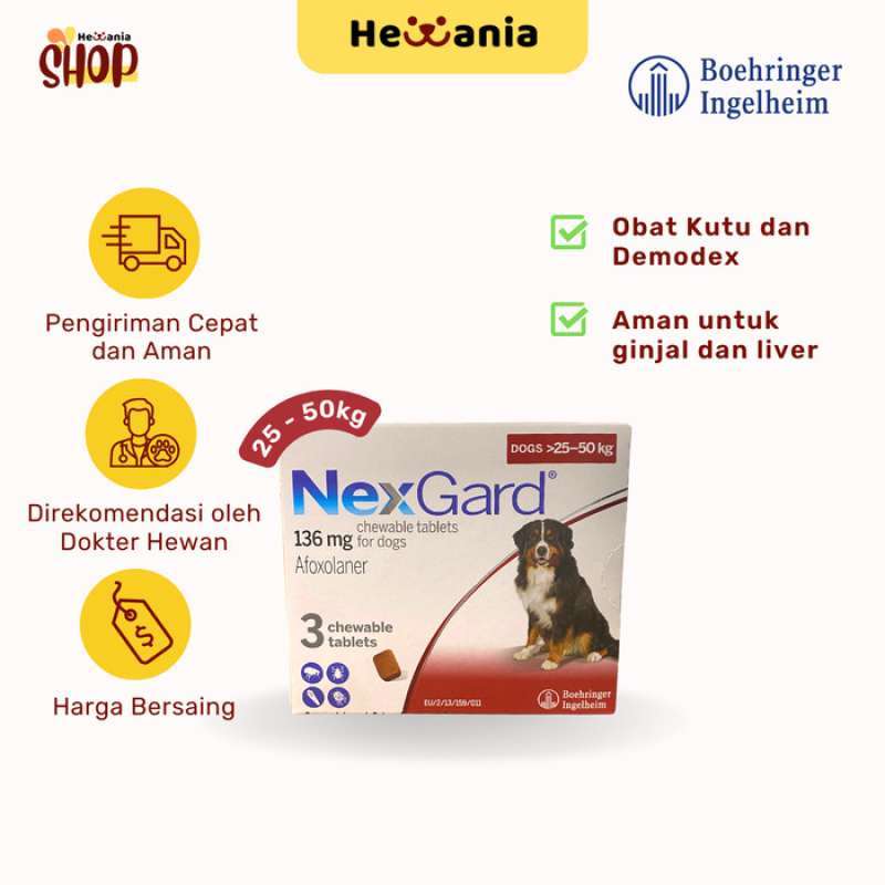 Jual Obat Kutu Anjing Demodex Scabies NEXGARD ukuran 25-50 Kg di Seller ...
