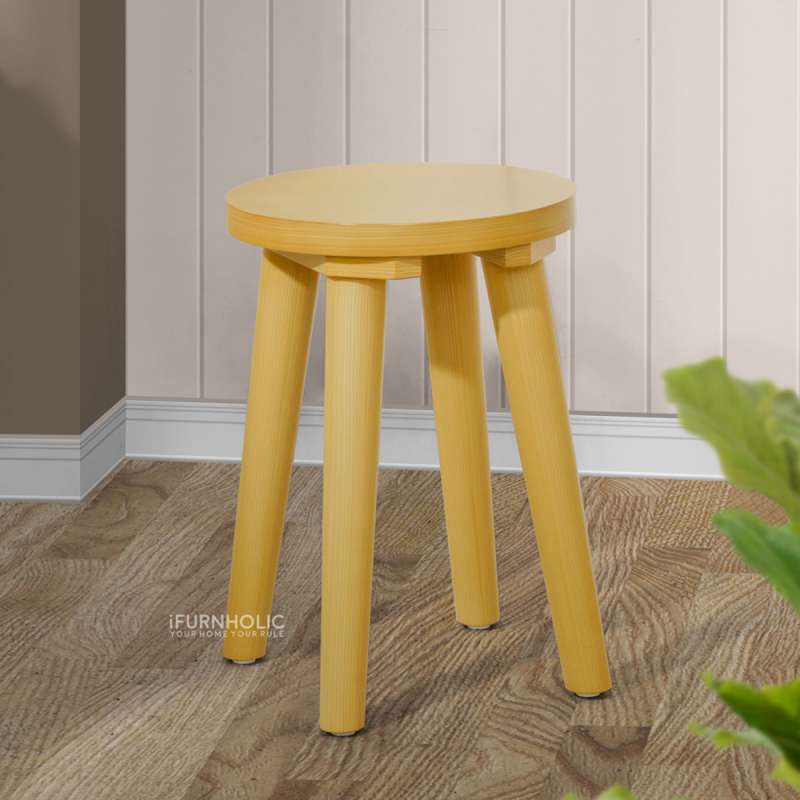 Promo Ifurnholic Kinan Wooden Stool | Kursi Kayu Minimalis | Kursi ...