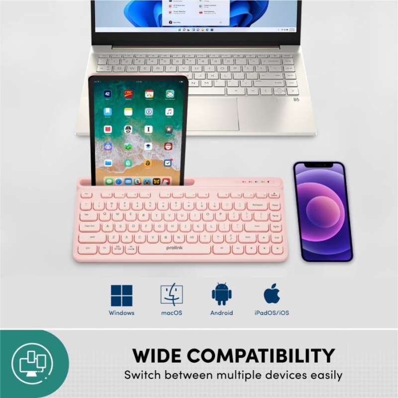 Jual Prolink Keyboard Wireless Bluetooth Multi-device Slim | Anti ...