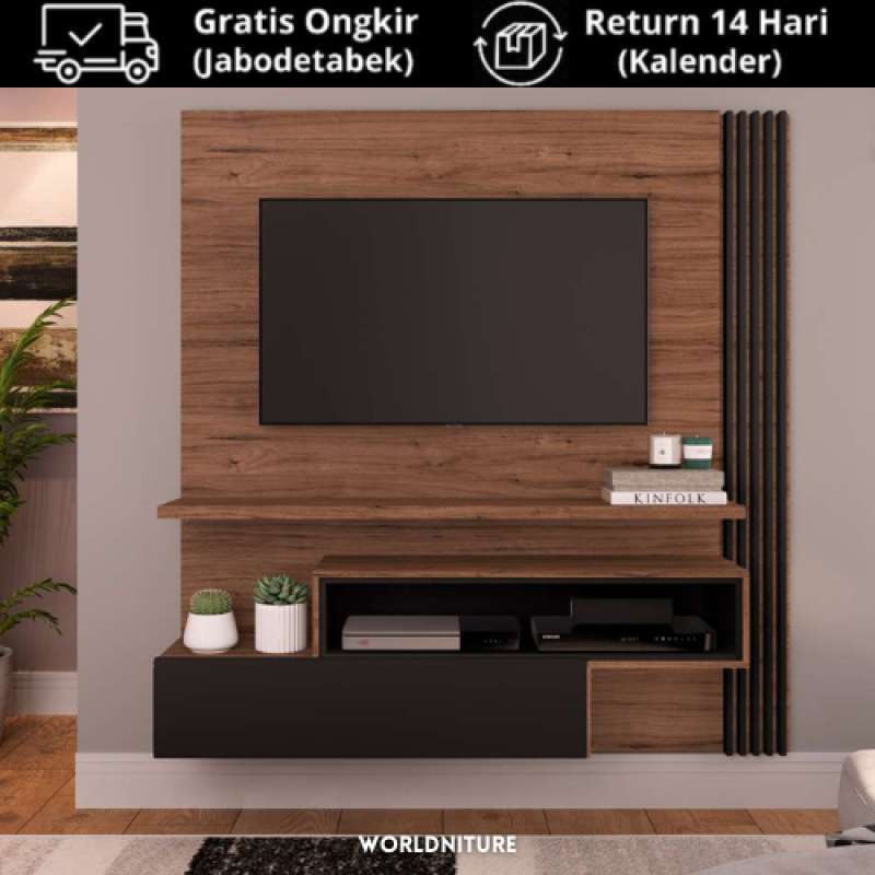 Promo Wolrdniture Garza Meja TV Full Backdrop 150 cm Gantung Minimalis ...