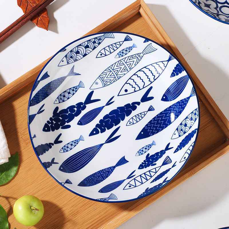Promo Japanese BLEU plate piring makan keramik motif jepang biru ...