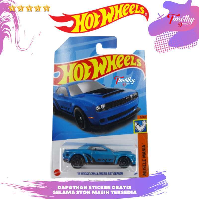 Jual Hot Wheels 18 Dodge Challenger Srt Demon Biru Muscle Mania Di