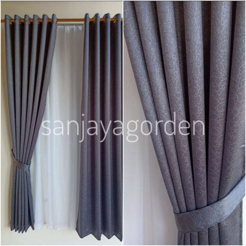 Promo Tirai Gorden Jendela Pintu Gordeng Blackout Smokring ukuran 140× ...