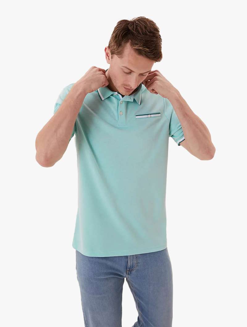 Promo M&S - Kaos Pria - Modal Rich Soft Touch Polo Shirt - DUSTED AQUA ...