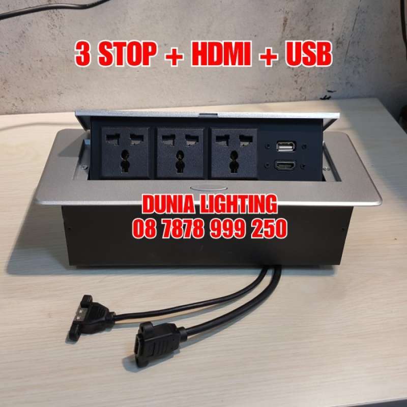 Promo STOP KONTAK MEJA FLIP UP 3 STOP HDMI USB STOP RAPAT HDMI USB ...