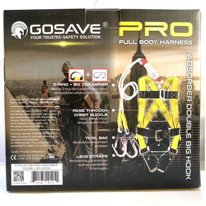 Jual Safety Belt Full Body Harness GOSAVE PRO ABSORBER Double Big Hook di Seller Mikazu Store ...
