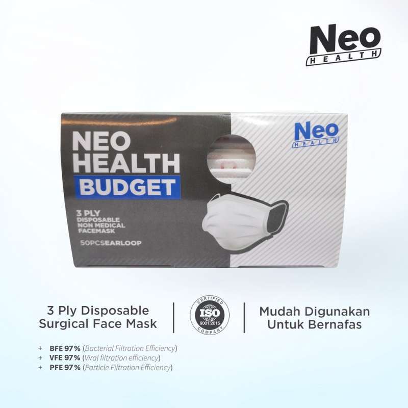 Jual Neo Budget Mask 3 Ply Earloop Isi 50 Pcs Emoji White Masker Wajah ...