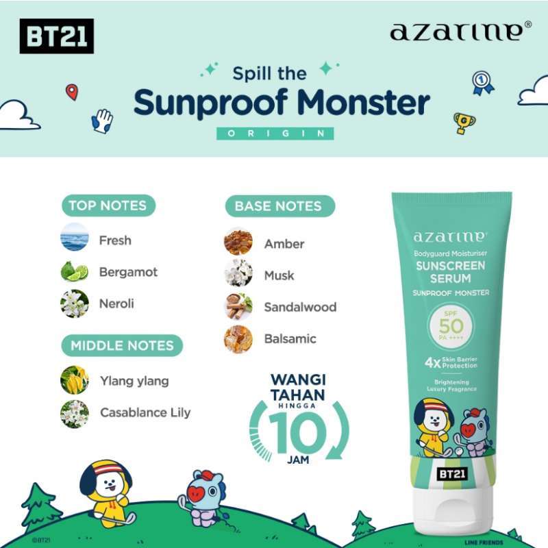 Promo Azarine Body Guard Bt21 Sunscreen Serum Diskon 10% Di Seller Umkm ...