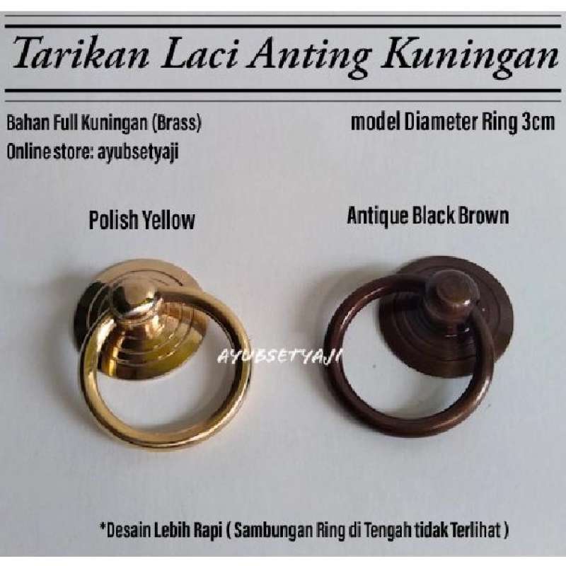 Jual Tarikan Anting Diameter Ring 3cm Handle Pintu Lemari Kuningan ...