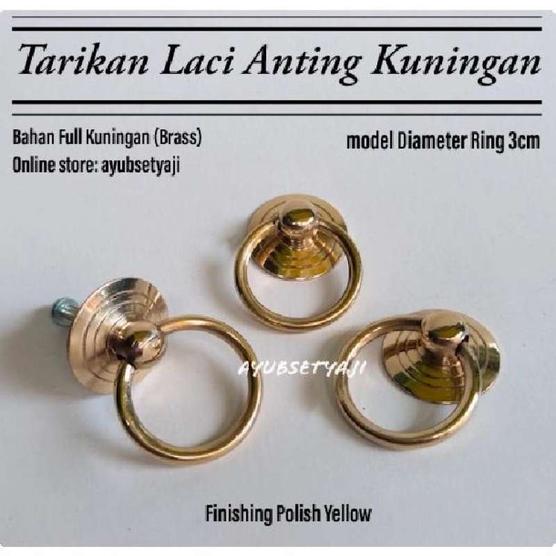 Jual Tarikan Anting Diameter Ring 3cm Handle Pintu Lemari Kuningan ...