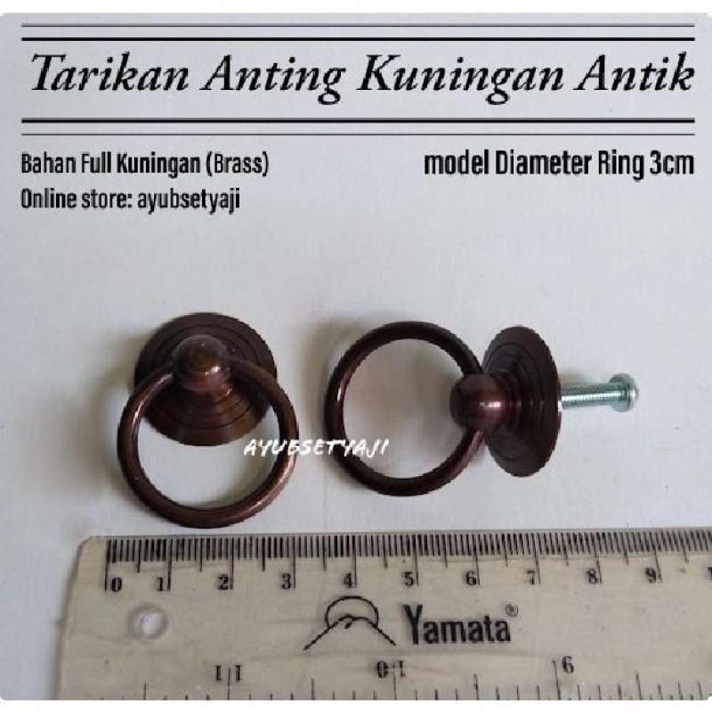 Jual Tarikan Anting Diameter Ring 3cm Handle Pintu Lemari Kuningan ...