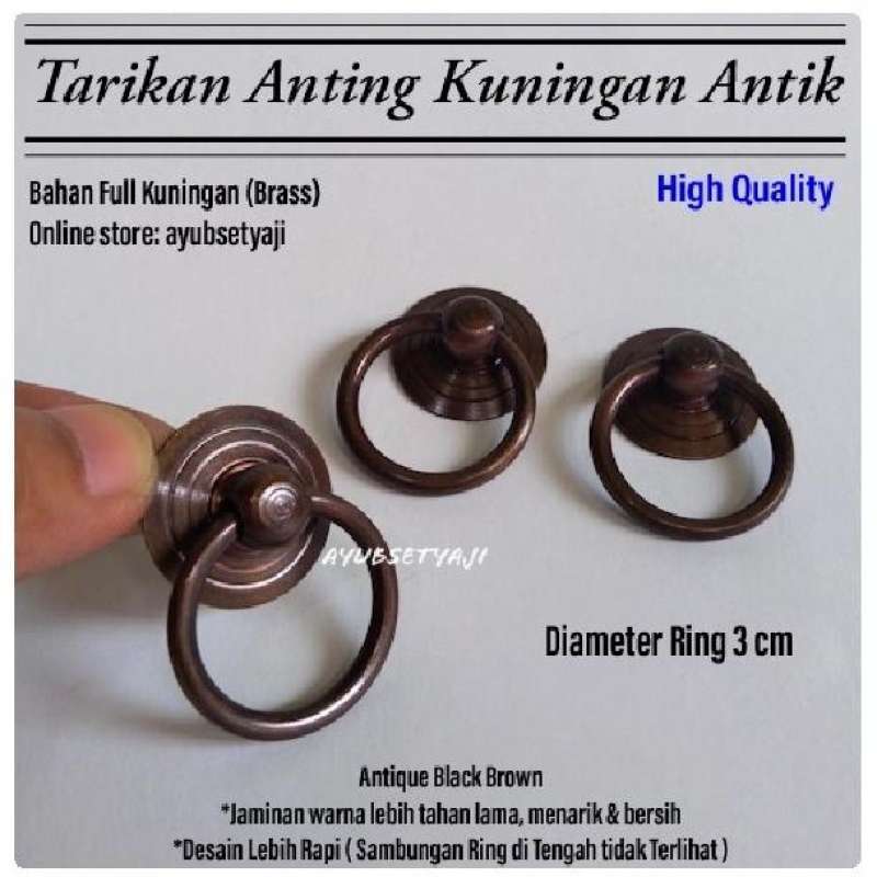 Jual Tarikan Anting Diameter Ring 3cm Handle Pintu Lemari Kuningan ...