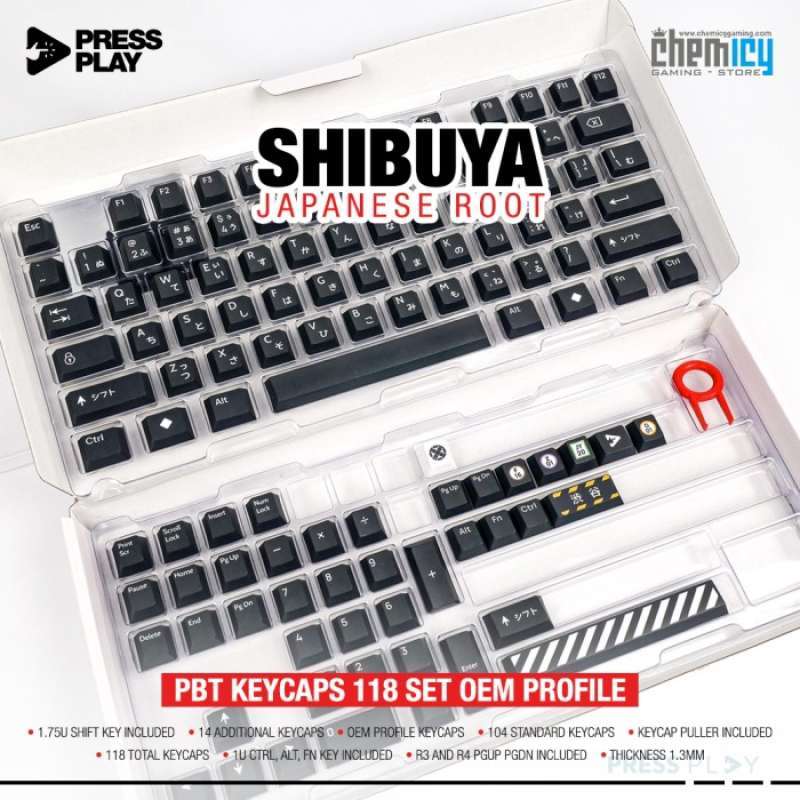 Jual Press Play Shibuya Japanese Root PBT Keycaps 118 Set OEM Profile ...