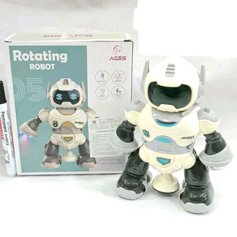 Promo Mainan Anak Dancing Agility Robot Rotating 360 Light And Music ...