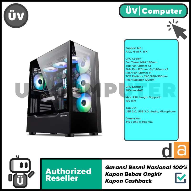 Jual Casing PC Komputer Digital Alliance DA N30 Mid Tower ATX Case Black di Seller UV Computer ...