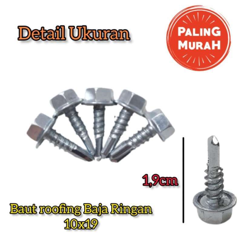 Promo Baut Roofing 10 x 19 Skrup Mur Pengencang Grc Board Per Kotak ...