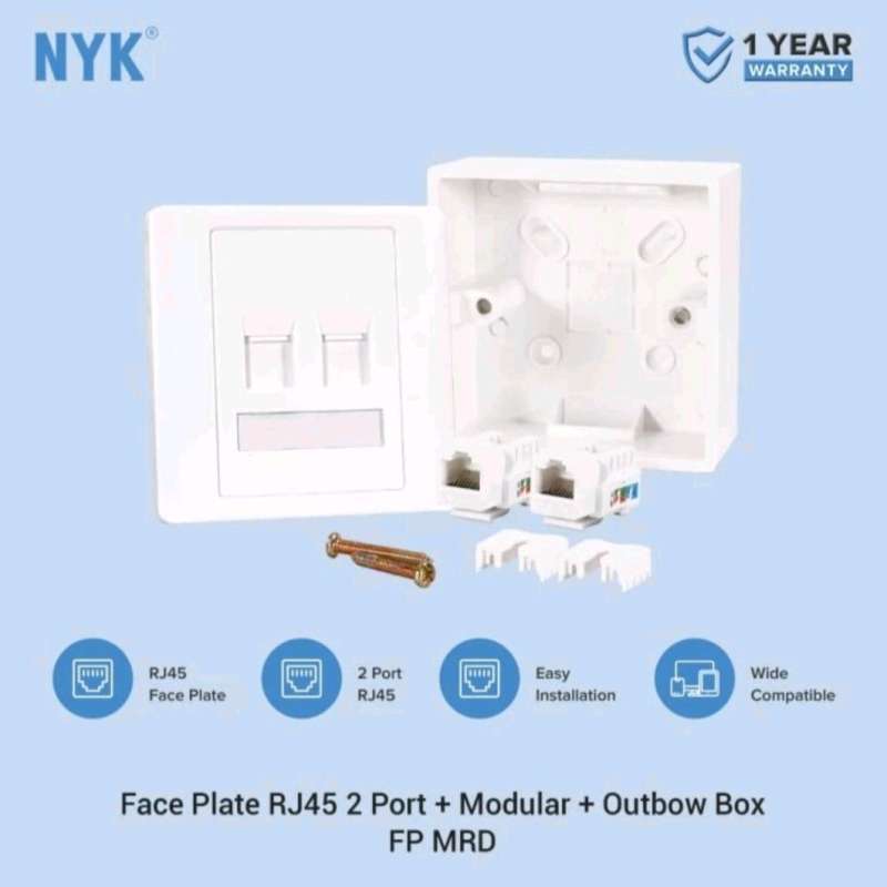 Jual Wall Face Plate Socket Lan Modular Rj45 2 Port Di Seller Duntech - Duntech - Kota Jakarta ...
