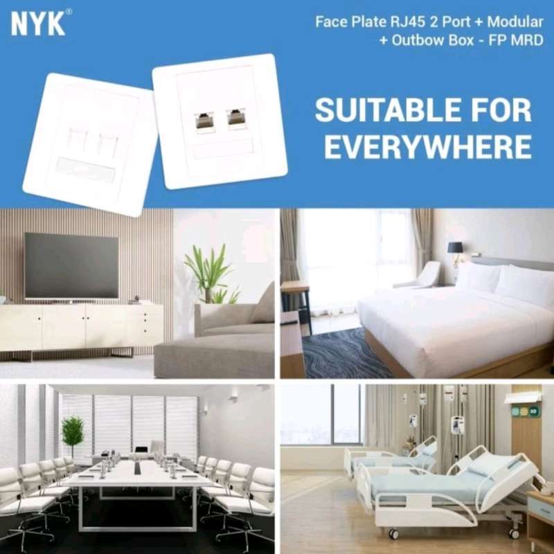 Jual Wall Face Plate Socket Lan Modular Rj45 2 Port Di Seller Duntech ...