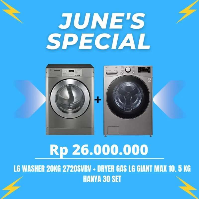 Promo Mesin Laundry Stack Washer LG 20 Kg Frontload & Dryer Gas LG 15 Kg Diskon 23% di Seller ...