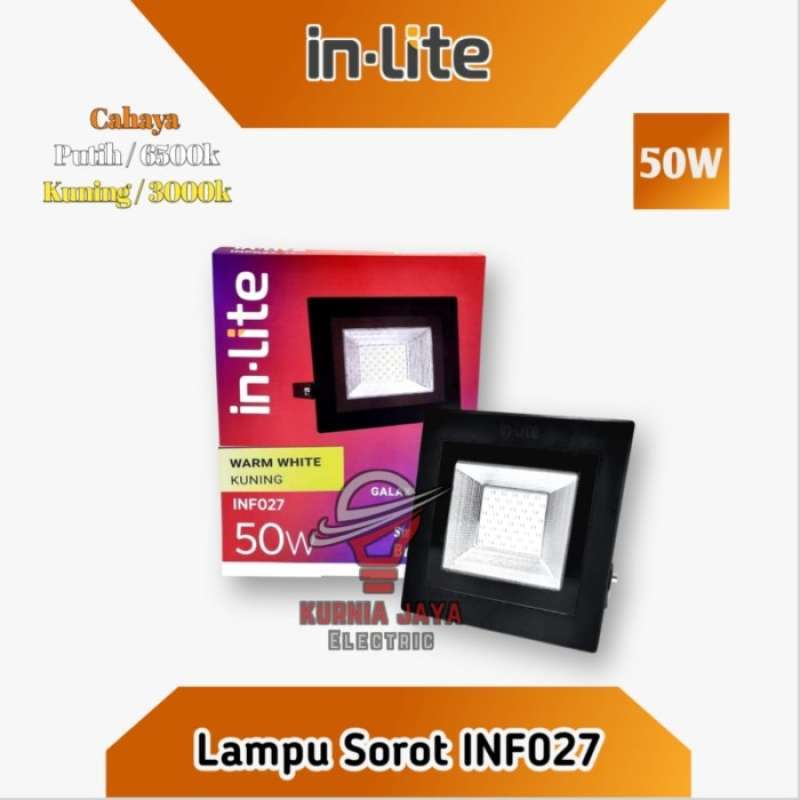 Promo Lampu INLITE Floodlight SMD 50W Kuning / Warm White Sorot Tembak ...