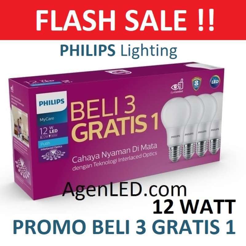 Promo PHILIPS Lampu LED 12W Bohlam 12 w watt PUTIH Bulb philip 12watt MyCare Diskon 23% di ...