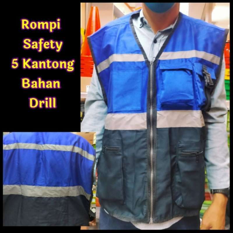 Jual Rompi Proyek Drill Kombinasi Biru Klip Samping Di Seller Min Yoona ...