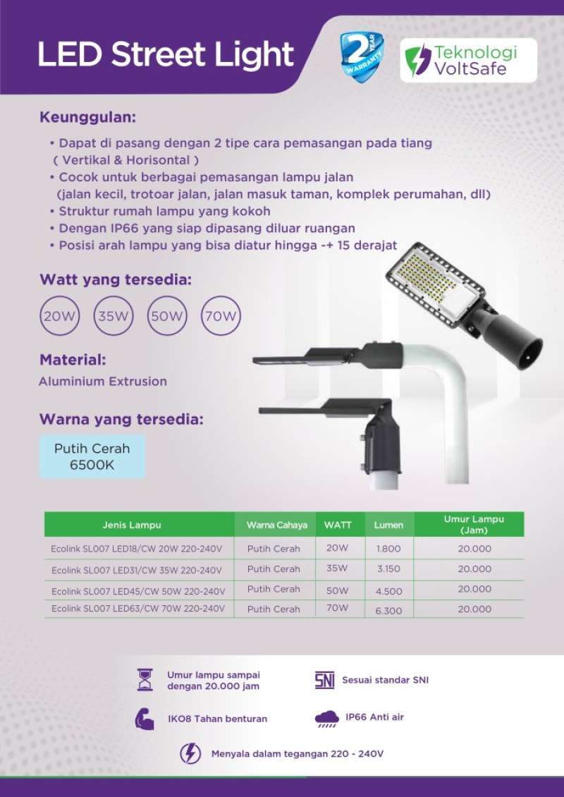 Promo Lampu Jalan LED Ecolink Street Light SL007 50 Watt PJU 50W 50 W ...