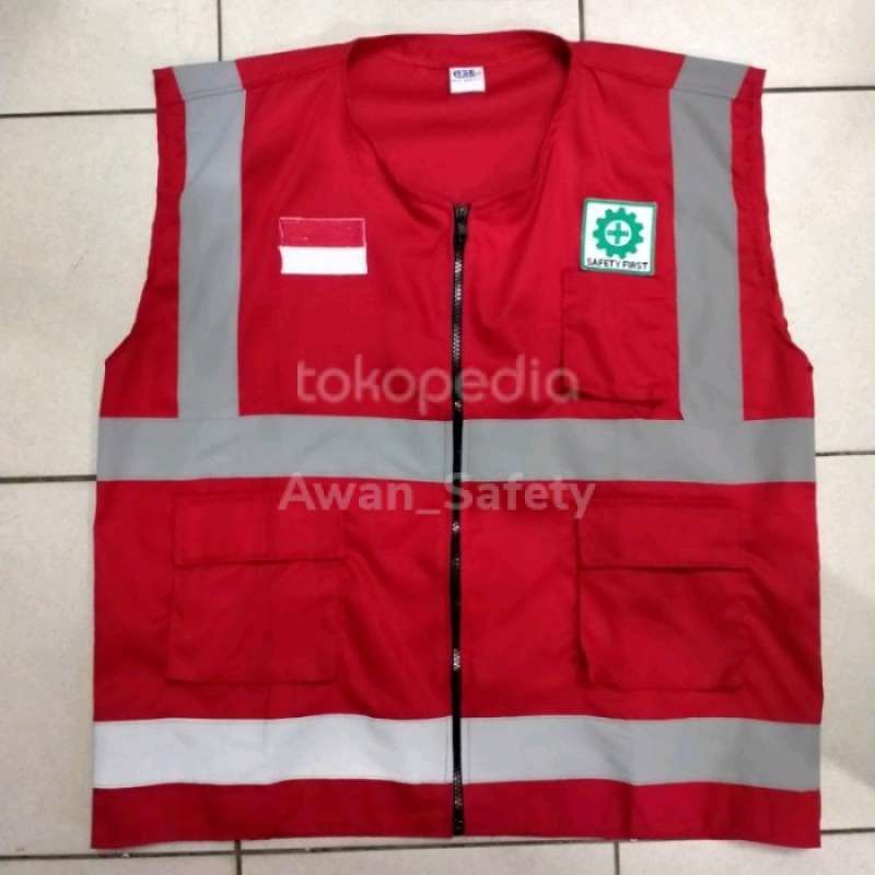 Promo Rompi Proyek Merah Bahan Drill/ Safety Vest Hse Diskon 33% di ...