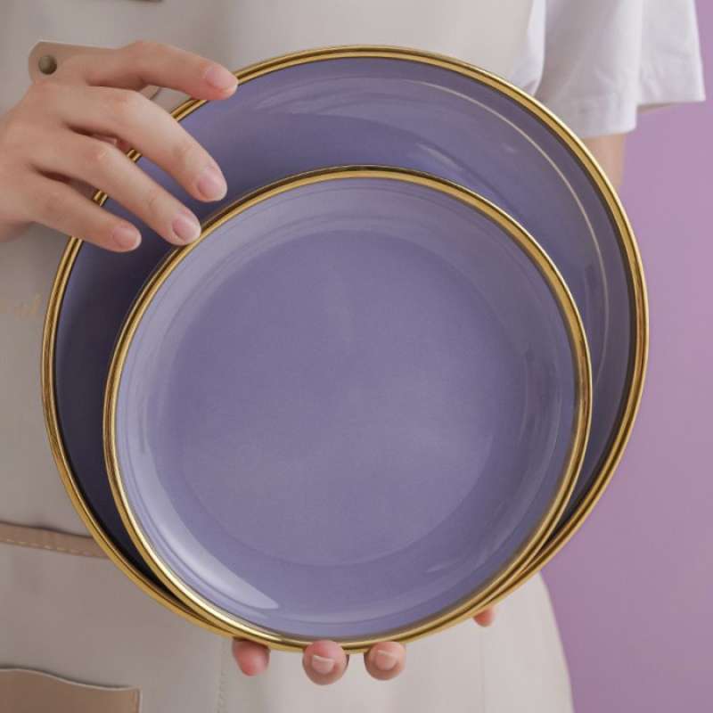 Jual Lilac Gold Plate Set / Paket Piring Keramik Cantik Ungu Purple ...