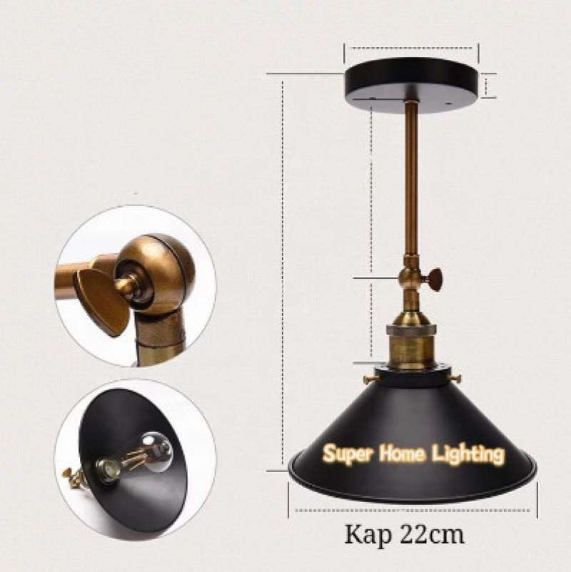 Promo Lampu Gantung Industrial Mini Edison Nordic Bar Besi 571258 Diskon 23% di Seller Cuanz ...