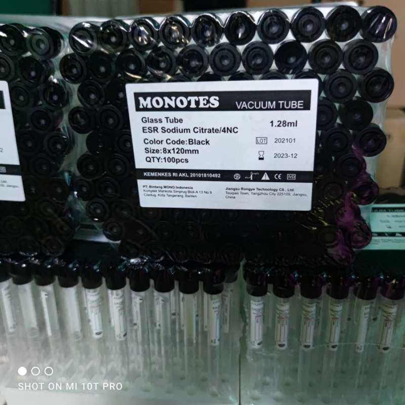 Jual Monotes Tabung Esr Sodium Citrate Blood Vacuum Tube 1,28 Ml Tabung ...