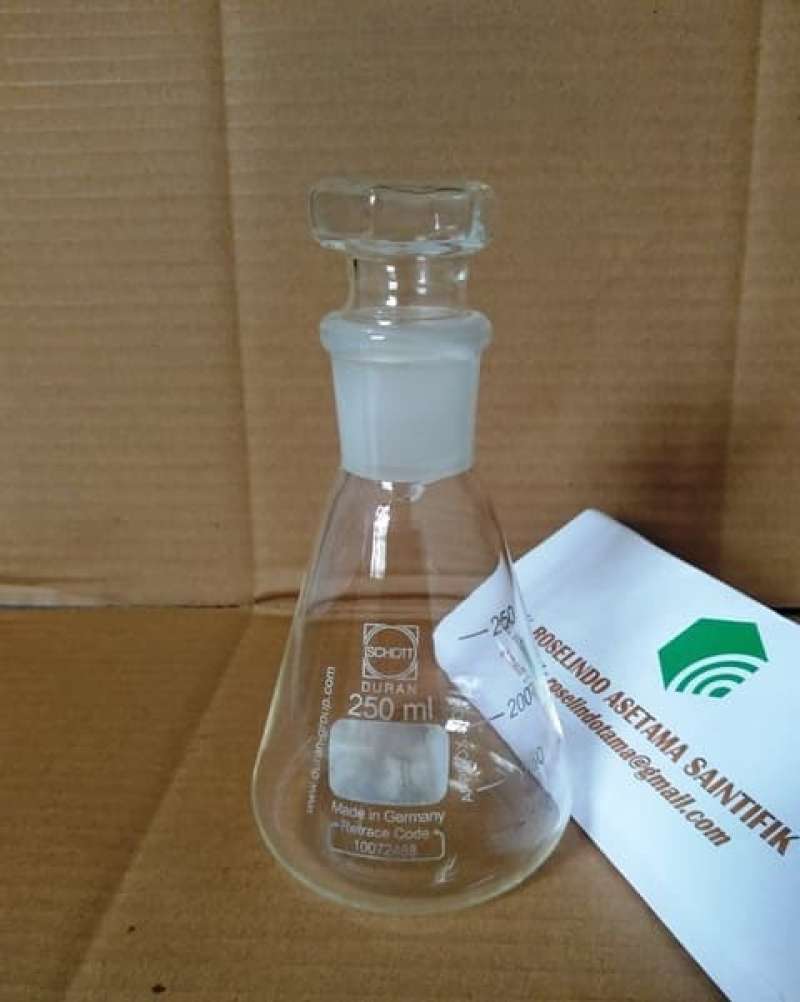 Jual Erlenmeyer Tutup Asah Cap 250 Ml Ns 29/32 Erlenmeyer Stopper Duran ...