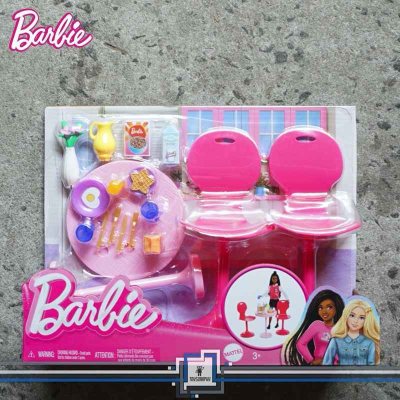 Jual Barbie Bar Table With Chairs Beach Playset Breakfast Story ...
