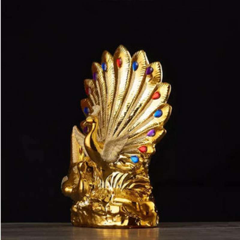 Promo Ornamen Patung Burung Merak Keramik Warna Emas Ruang Tamu Kabinet ...