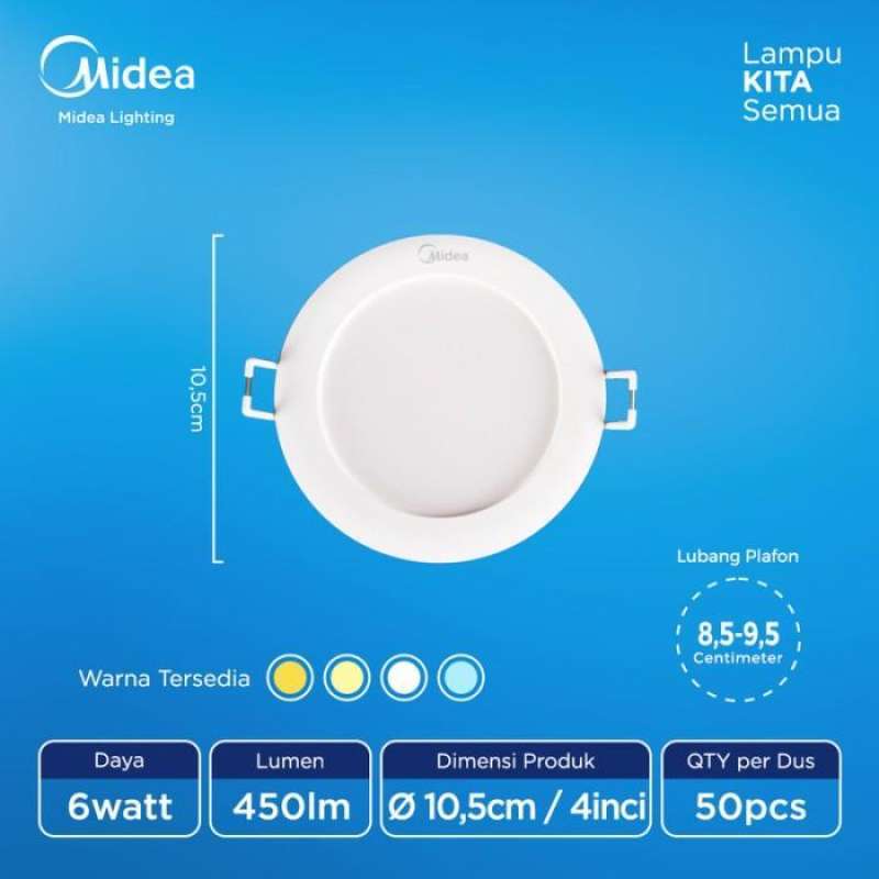 Promo Midea Bundle Lampu Led Downlight Inbow 06 Watt 6500K Putih - isi 3 Pcs Diskon 38% di ...