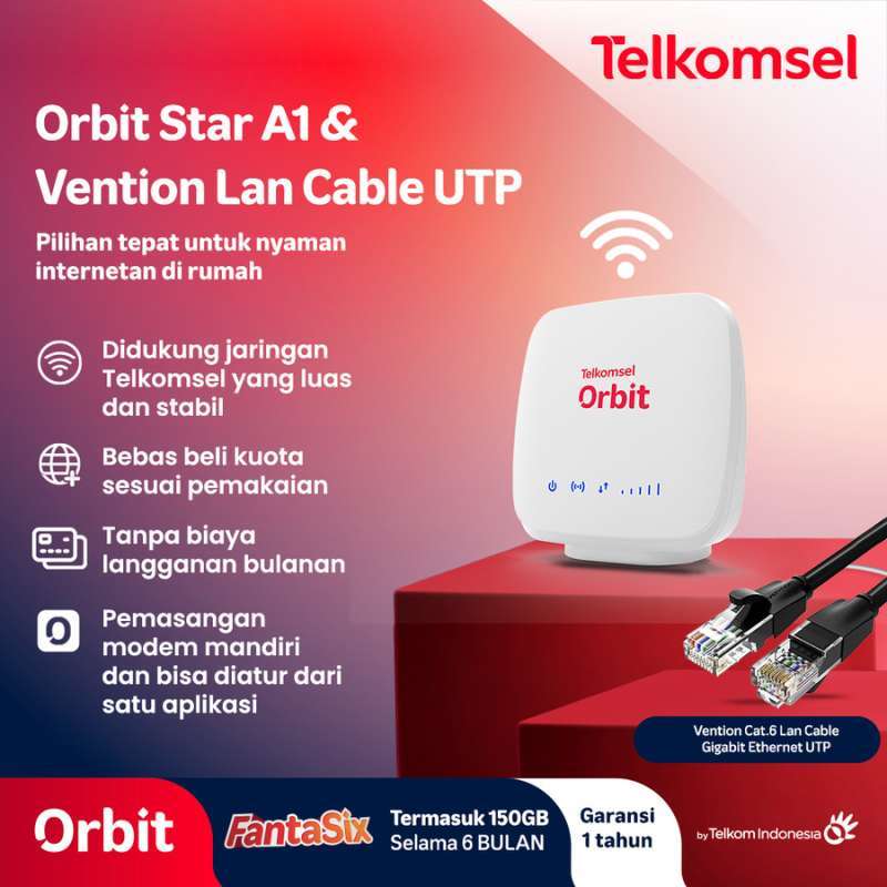 Promo Telkomsel Orbit Star A1 Bundling Vention Lan Cable Cat 6 UTP ...