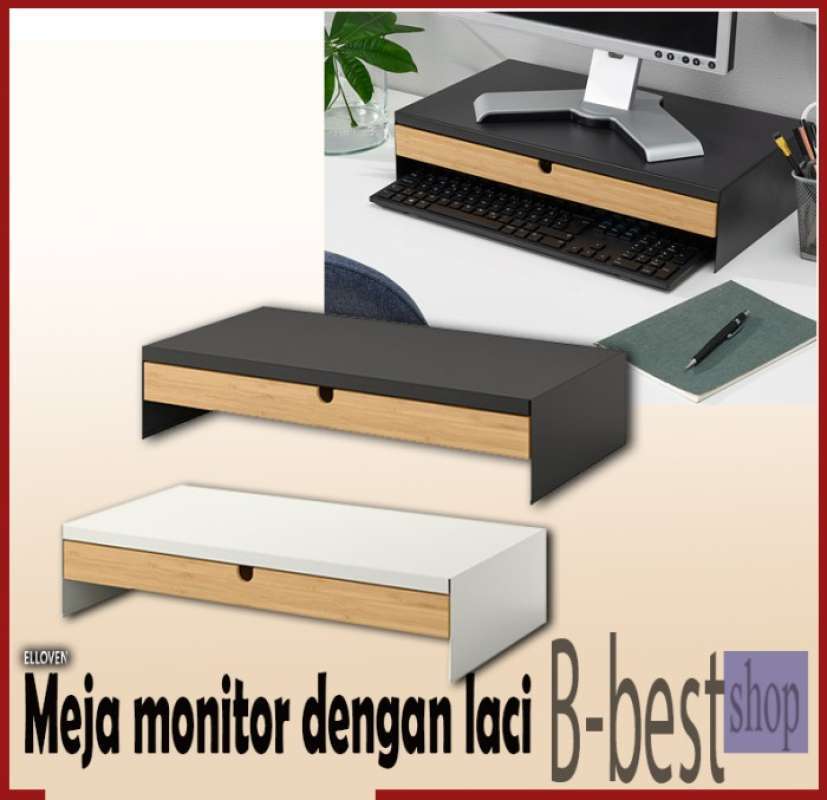 Jual Meja dengan Laci / Meja Monitor Hitam/putih Meja monitor dengan ...