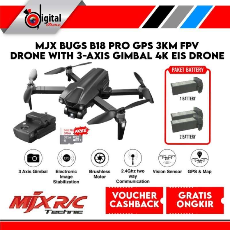 Promo Mjx Bugs B18 Pro Gps 3Km Fpv Drone With 3-Axis Gimbal 4K Eis ...