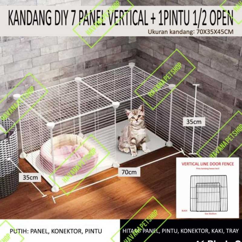 Promo KANDANG DIY 7 PANEL VERTICAL + 1 PINTU 1/2 OPEN - Hitam / putih ...