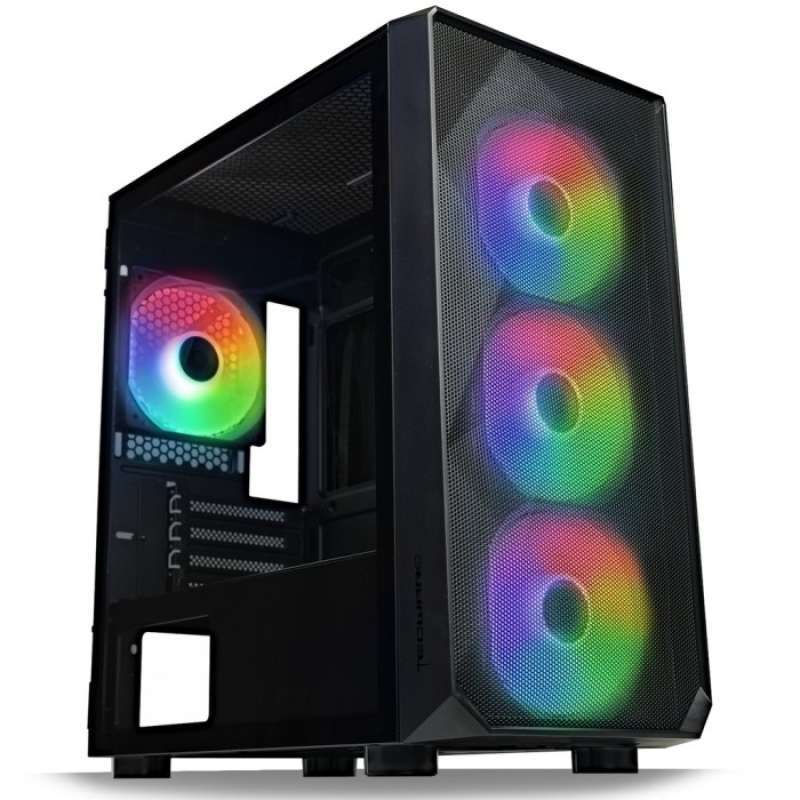 Promo Tecware Forge M Omni ARGB Mesh Mid Tower Micro ATX Case TG Black ...