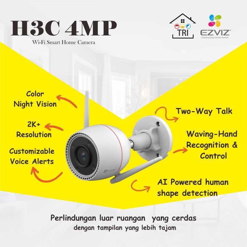 Promo Ezviz IP Camera CCTV Outdoor H3C 4MP 2K+ Wifi Smart Home color ...
